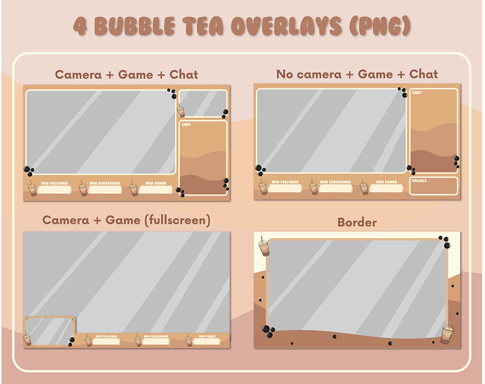 Bubble Tea Twitch Pack Animated Screens Overlays Panels - Etsy