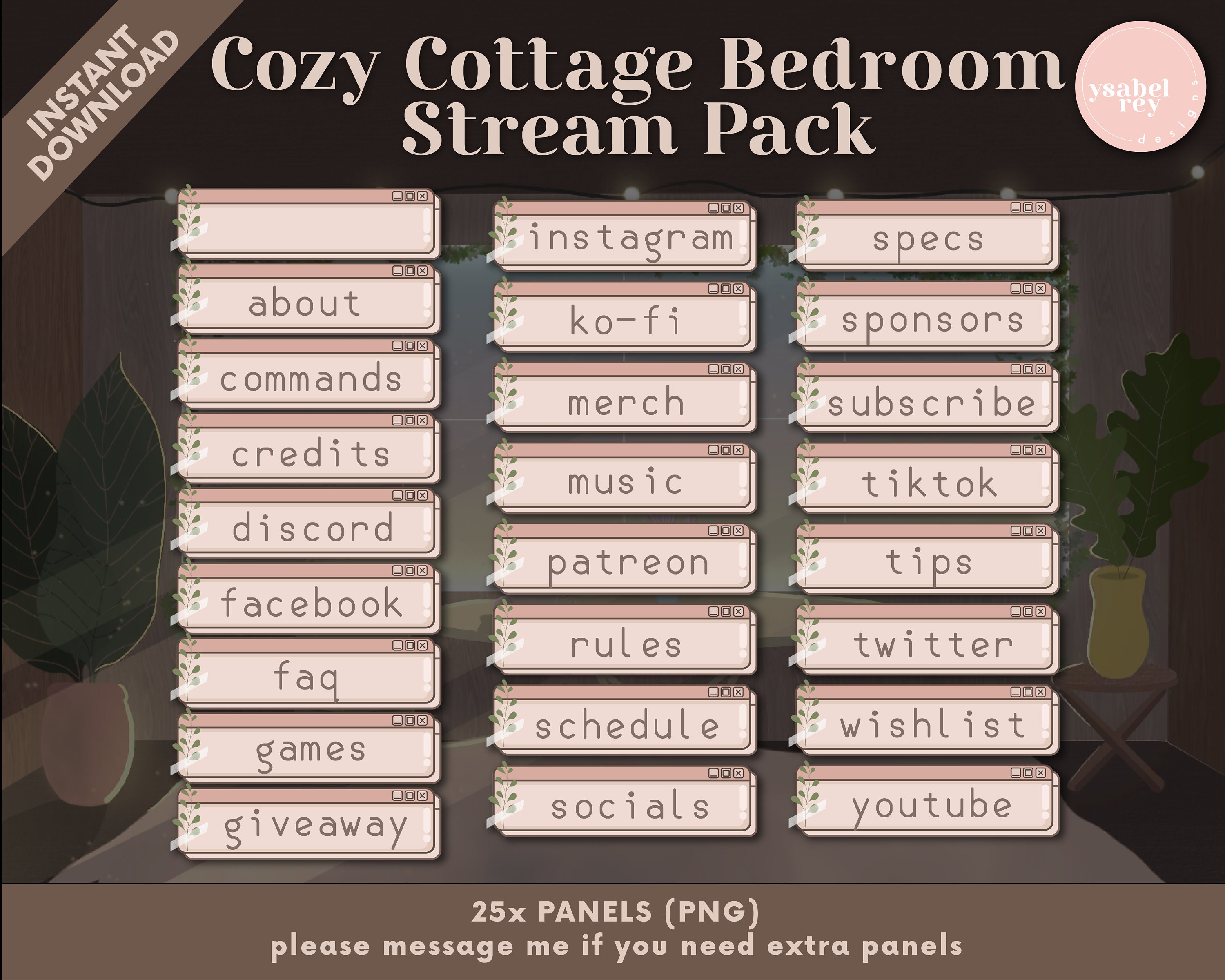 Cozy Cottage Core Bedroom Twitch Stream Pack Animated - Etsy
