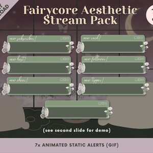 Fairycore Aesthetic Twitch Stream Pack - Animated Screens, Overlays, Panels, Animated Static ...