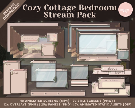 Cozy Cottage Core Bedroom Twitch Stream Pack Animated - Etsy