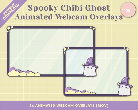 Spooky Chibi Ghost Animated Webcam Overlay 2 Webcam | Etsy
