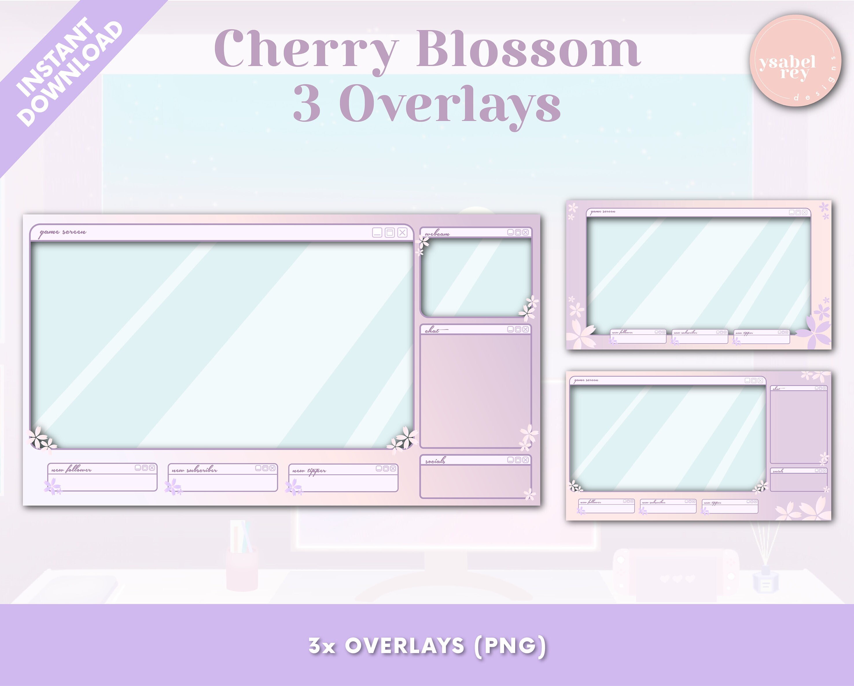 Cherry Blossom Sakura Overlay Pack - 4 Animated Screens, 2 Still ...