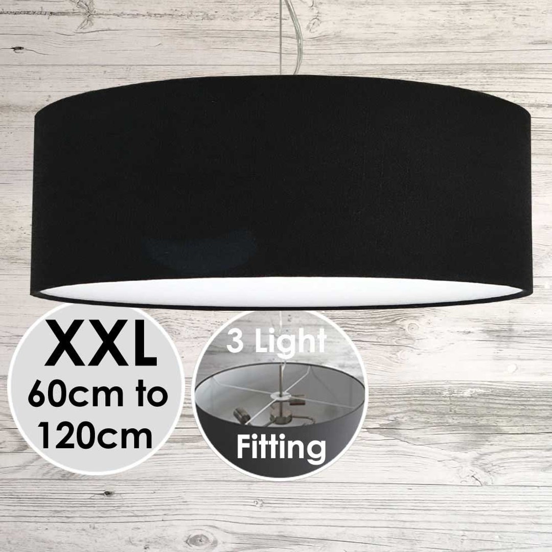 XL Black Drum Lampshade | Oversized Light Shade | XL Drum Lampshade ...