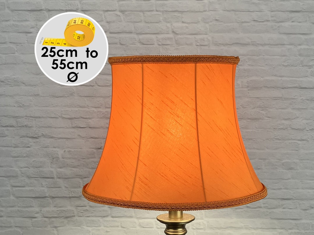 Orange Bowed Drum Lampshade | Retro Style Faux Silk Light Shade - Etsy UK