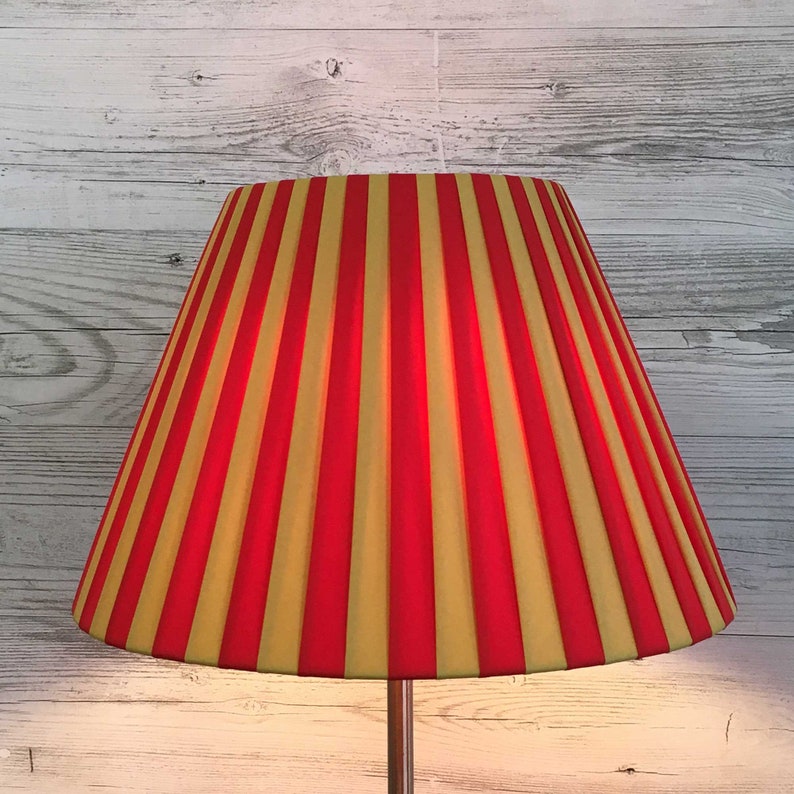 Red & Gold Striped Pleated Lampshade, Ribbon Empire Light Shade ...
