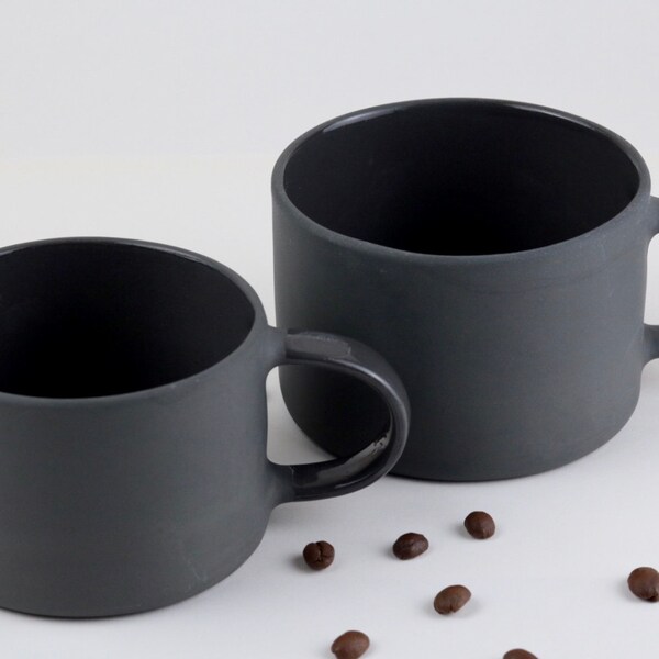 Matte Black Ceramic Mugs - Etsy