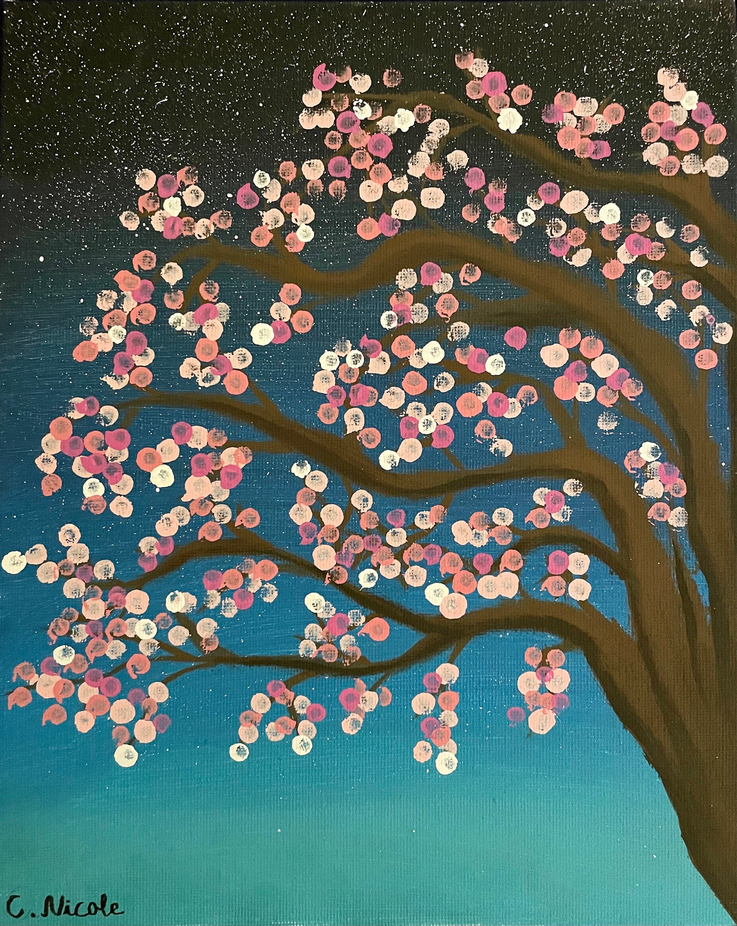 Cherry Blossom Tree Branch Painting