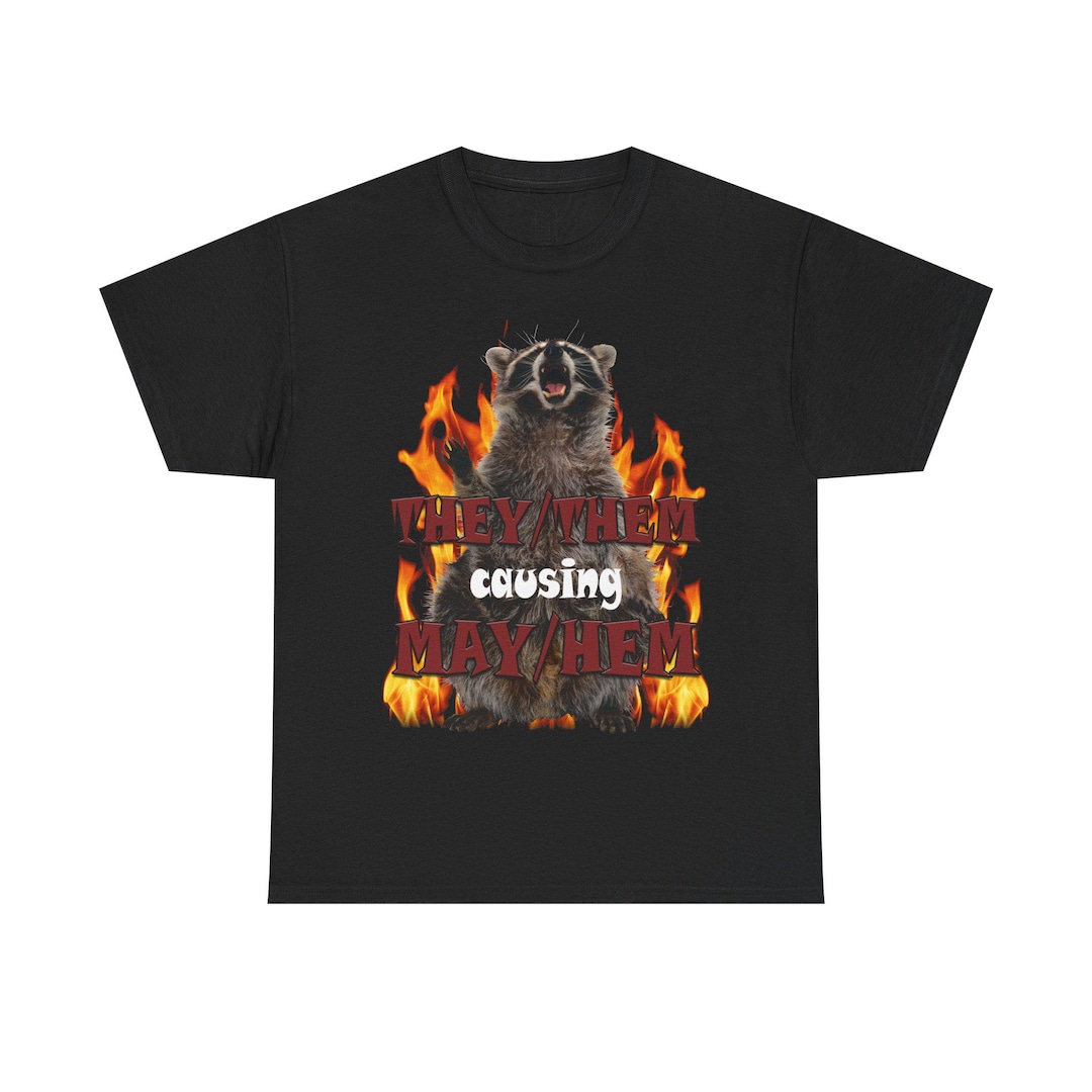 They/them Causing Mayhem Racoon Meme Shirt - Etsy