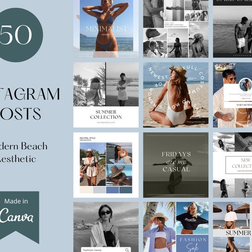 50 Instagram Post Templates Canva Templates Modern Fashion - Etsy