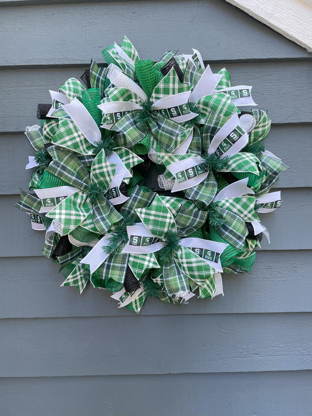 Michigan State Spartan Wreath, Michigan State Decor, Spartan Decor ...