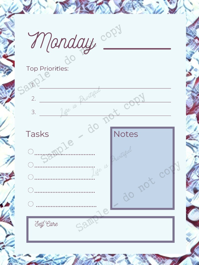 Printable Daily Planner, Printable to Do List, Everyday Planners, 7 Day ...