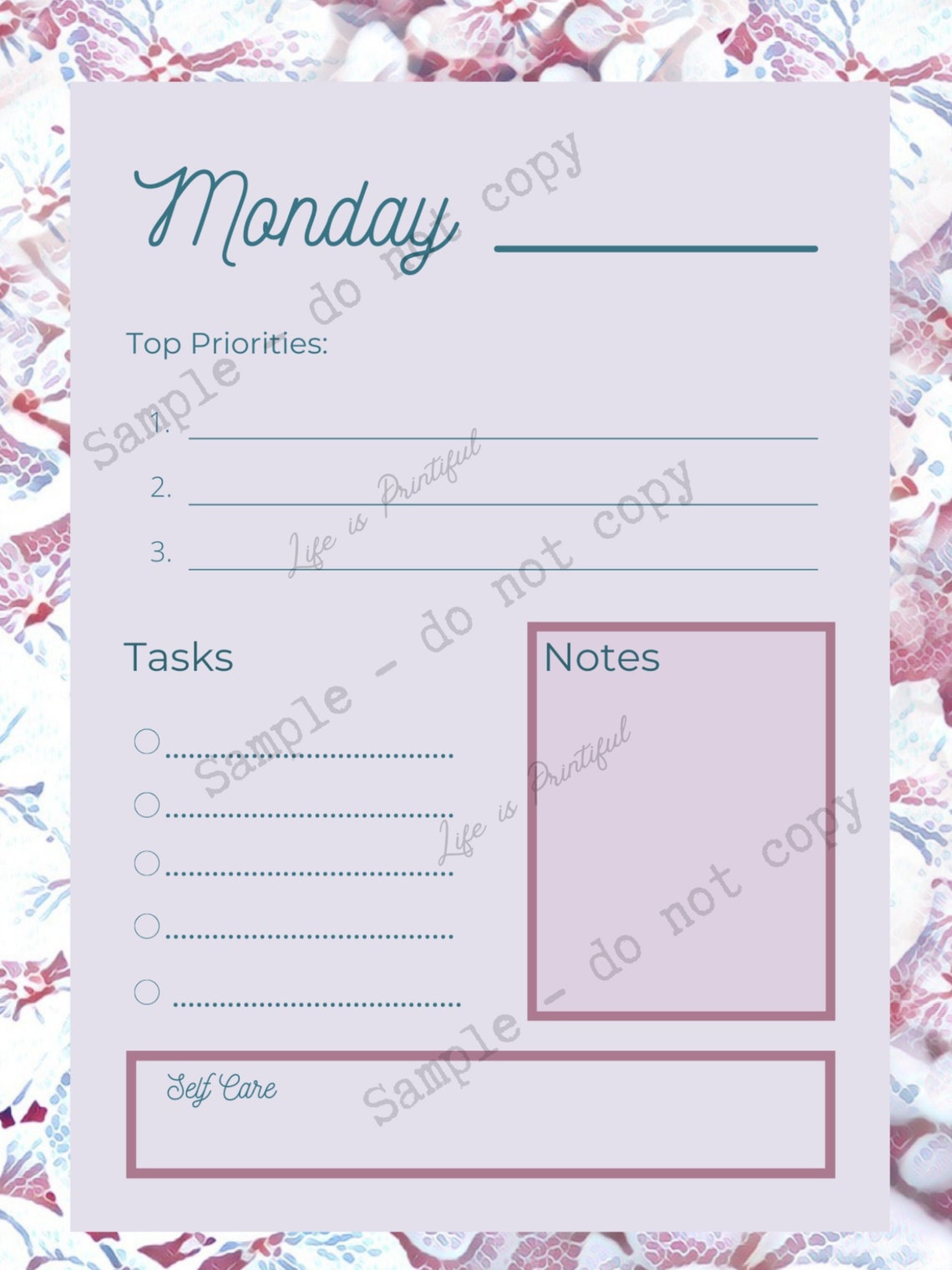 Printable Daily Planner, Printable to Do List, Everyday Planners, 7 Day ...