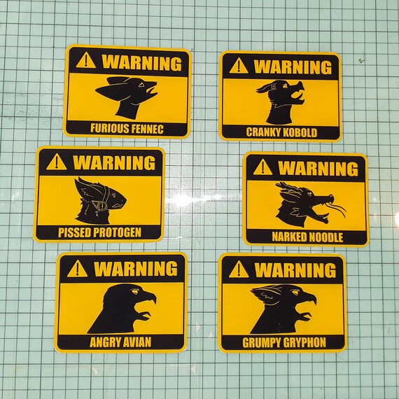 Vinyl Warning Stickers Various Species Furry Sticker | Etsy