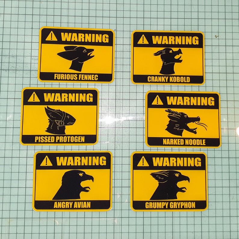 Vinyl Warning Stickers Various Species Furry Sticker - Etsy