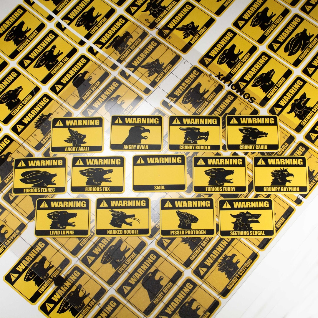 Vinyl Warning Stickers - Various Species - Furry Sticker - Etsy