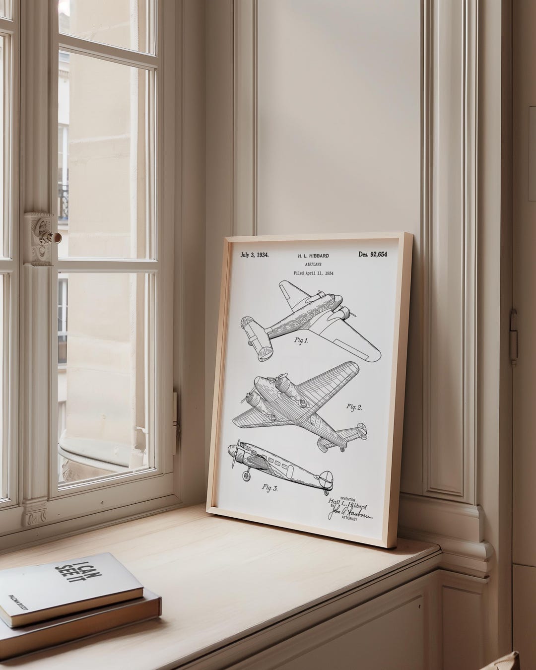 Patent Poster Airplane | Vintage Biplane Blueprint Invention - Bright ...