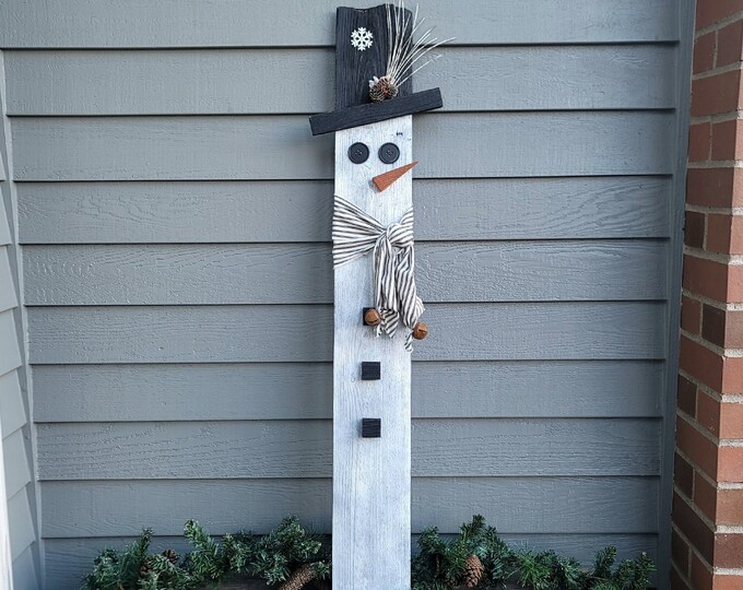 Snowman Porch Leaner, Winter Porch Leaner, Reclaimed Wood Snowman ...