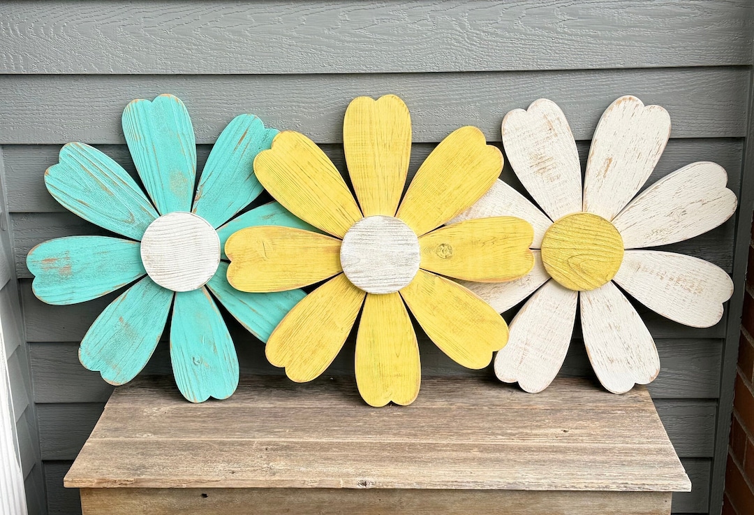 Rustic Wood Flower, Garden Flower, Wall Flower, Garden Decor, Patio ...