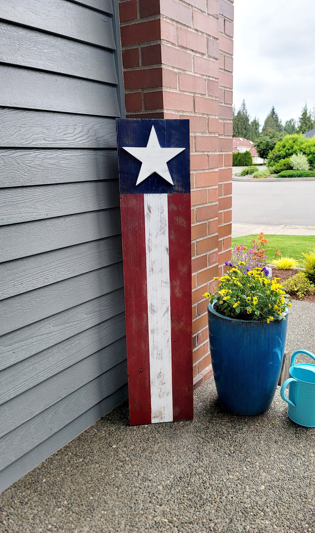 Rustic American Flag Porch Leaner, American Flag, Wood Flag. Rustic ...