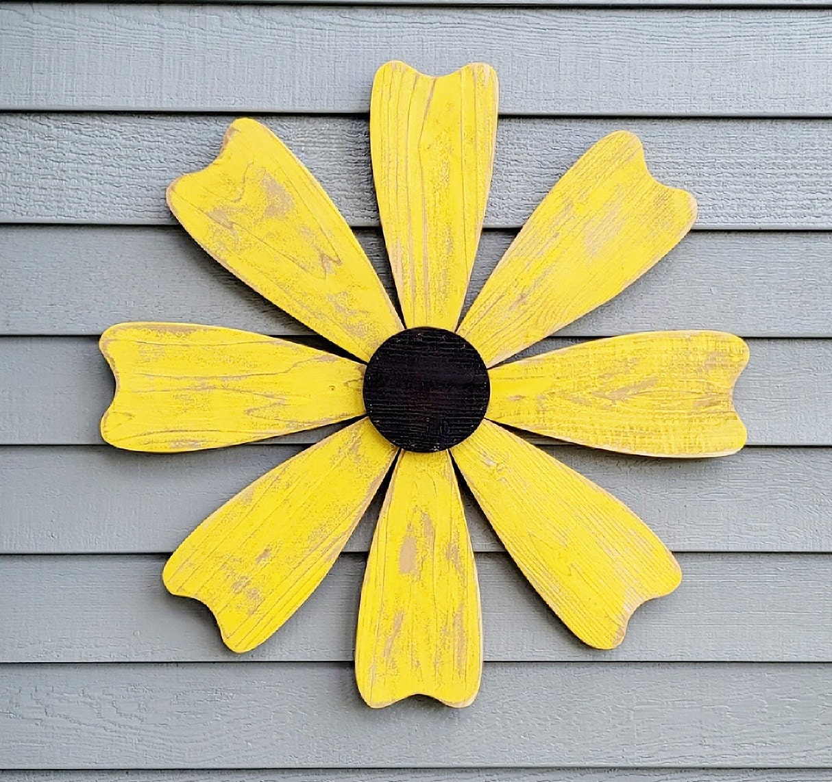 Rustic Wood Flower, Outdoor Wood Flower, Mustard Wood Flower, Fall Wood ...