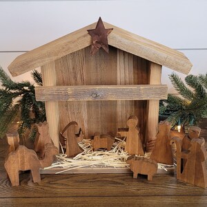 Rustic Wood Nativity Stable, Manger, Wood Nativity Barn, Nativity ...
