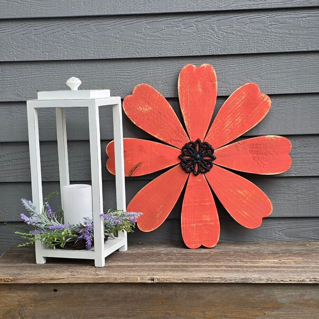 Rustic Wood Flower, Garden Flower, Wall Flower, Garden Decor, Patio ...