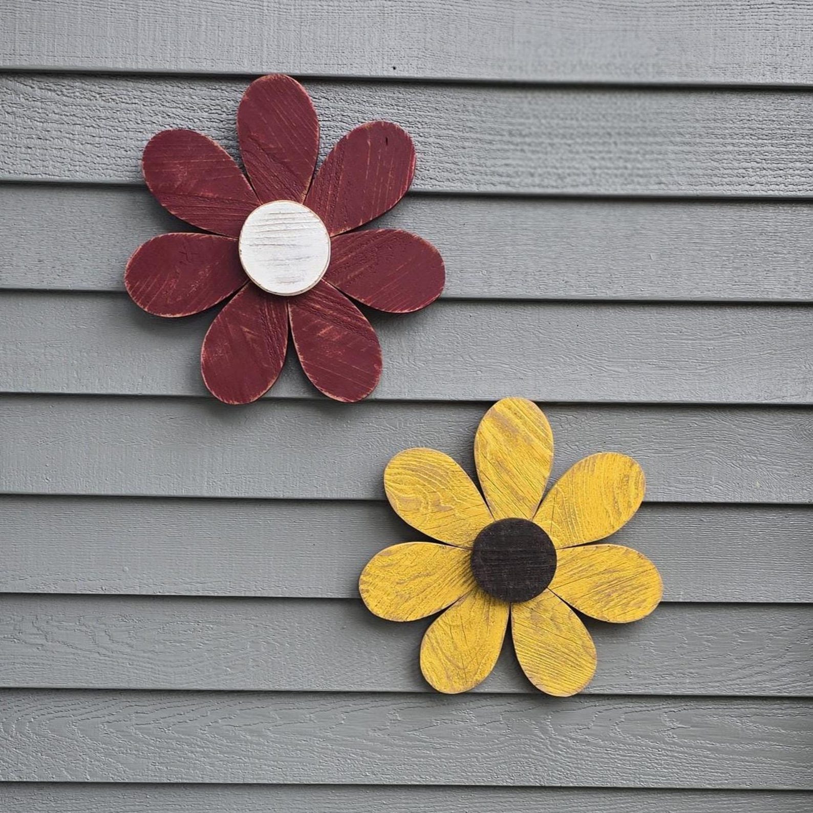 Rustic Wood Flower, Repurposed Wood Flower, Garden Flower, Wall Flower ...
