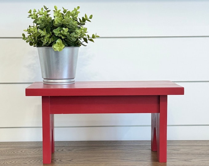 Small Wood Bench, Wood Riser, Farmhouse Bench, Rustic Wood Riser ...
