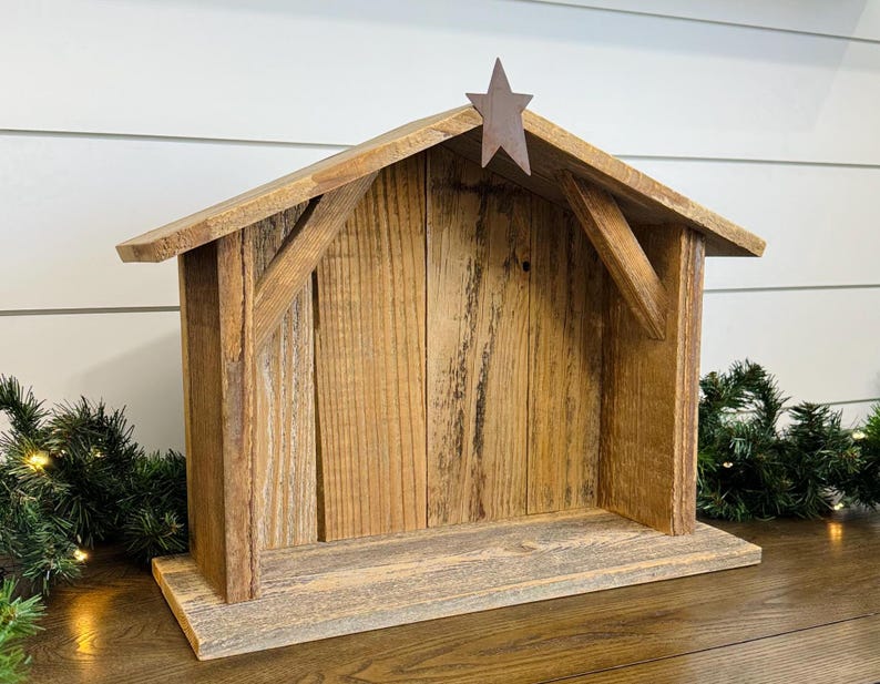 Rustic Wood Nativity Stable, Manger, Wood Nativity Barn, Nativity ...