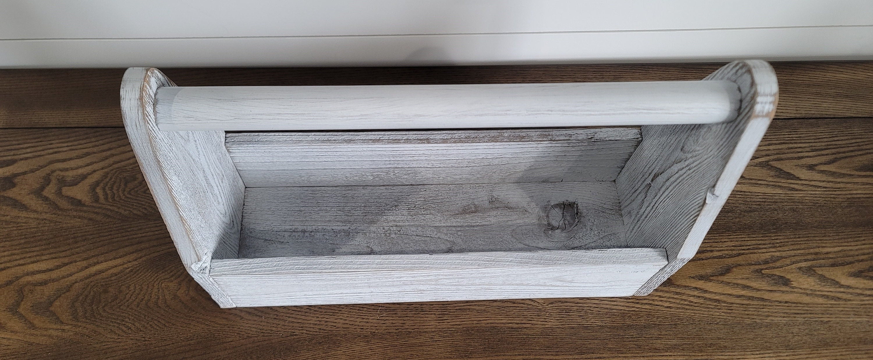 Rustic Wood Tool Box, Distressed White Wood Box, Wood Garden Box ...