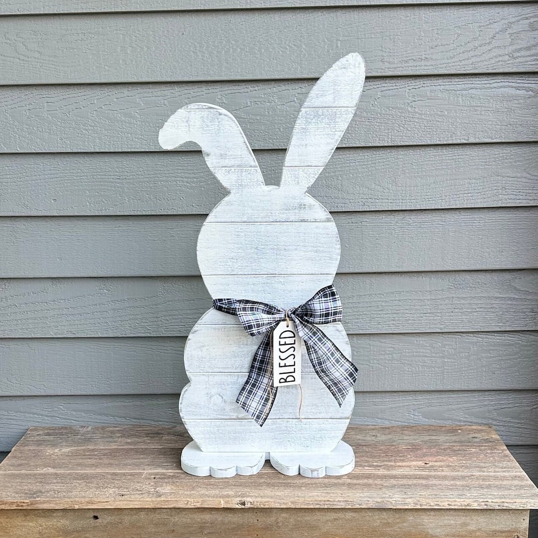Wood Porch Bunny, Easter Porch Decor, Wood Bunny, Spring Porch Decor ...