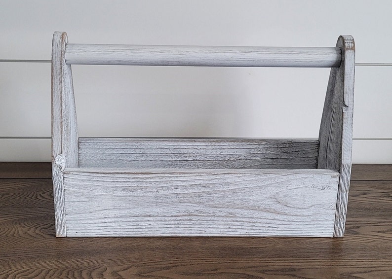 Rustic Wood Tool Box, Distressed White Wood Box, Wood Garden Box ...