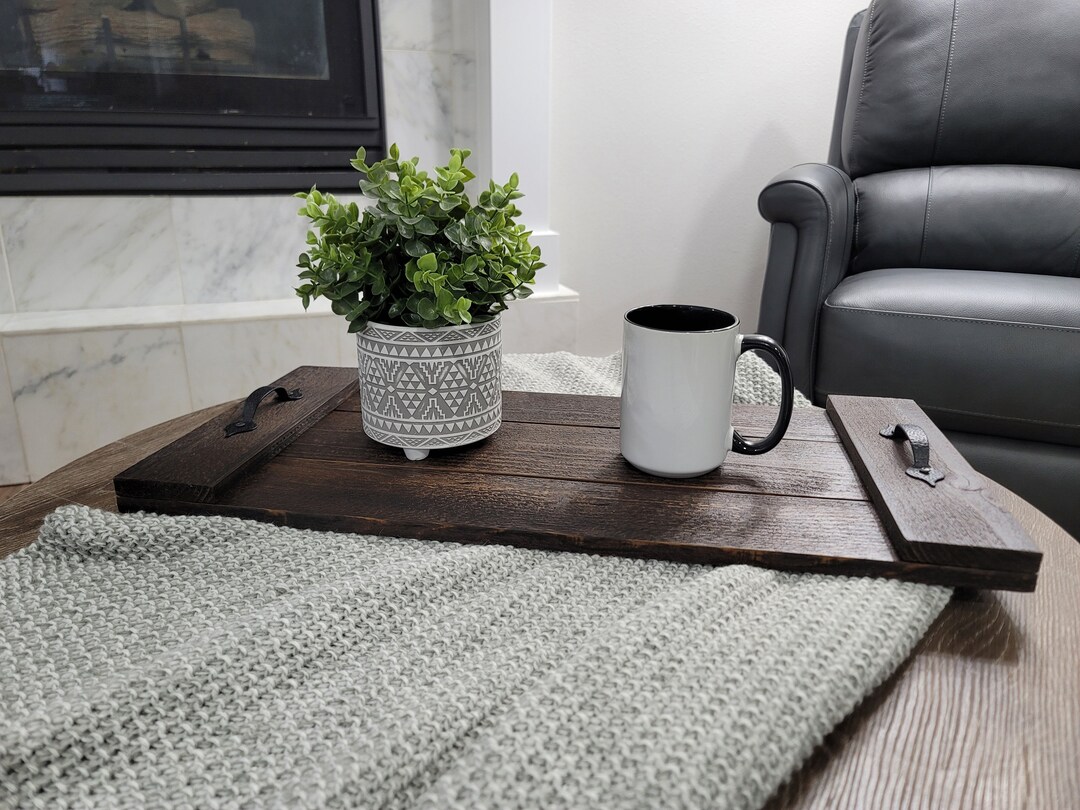 Rustic Wood Serving Tray, Tray With Handles, Farmhouse Serving Tray ...