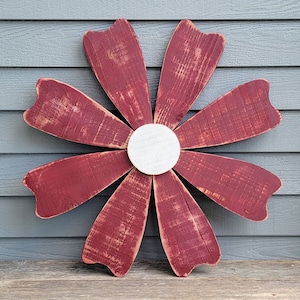Rustic Wood Flower, Outdoor Wood Flower, Mustard Wood Flower, Fall Wood ...