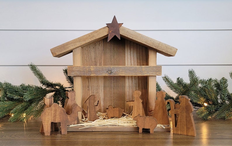 Rustic Wood Nativity Stable, Manger, Wood Nativity Barn, Nativity ...