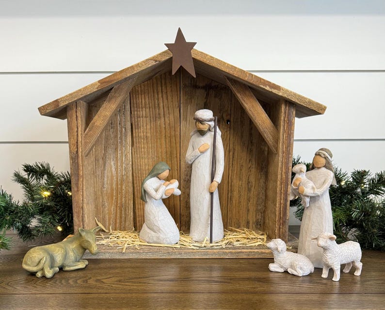 Rustic Wood Nativity Stable, Manger, Wood Nativity Barn, Nativity ...