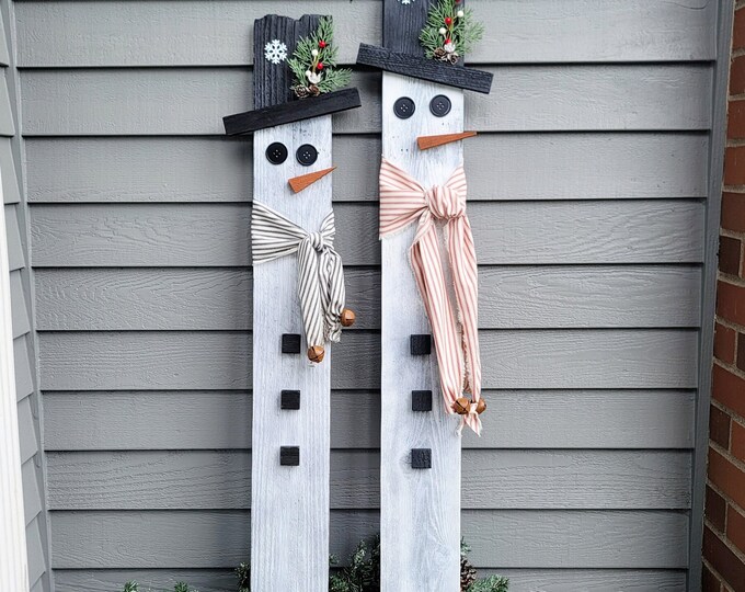 Snowman Porch Leaner, Winter Porch Leaner, Reclaimed Wood Snowman ...