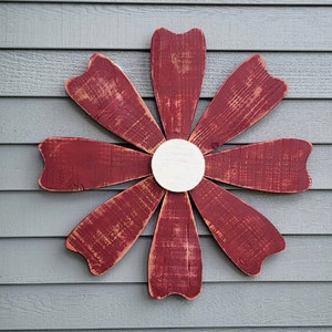 Rustic Wood Flower, Outdoor Wood Flower, Mustard Wood Flower, Fall Wood ...