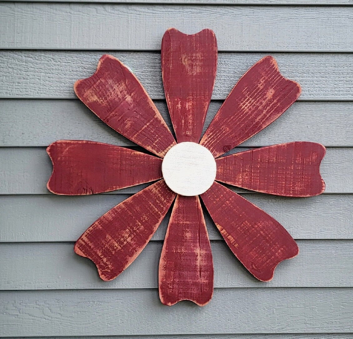Rustic Wood Flower, Outdoor Wood Flower, Mustard Wood Flower, Fall Wood ...