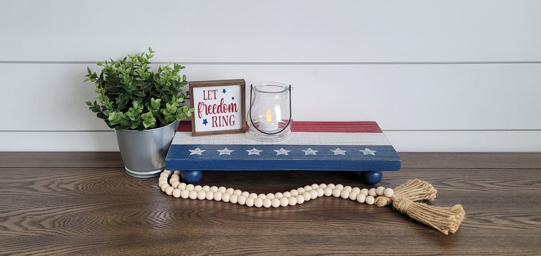 Rustic American Flag Riser, Wood Riser, Patriotic Decor, 4th of July ...