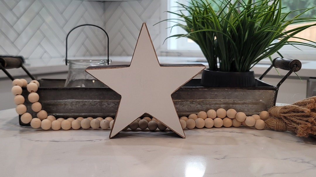 Rustic Wood Star, White Wood Star, Tiered Tray Star Decor, 4th of July ...