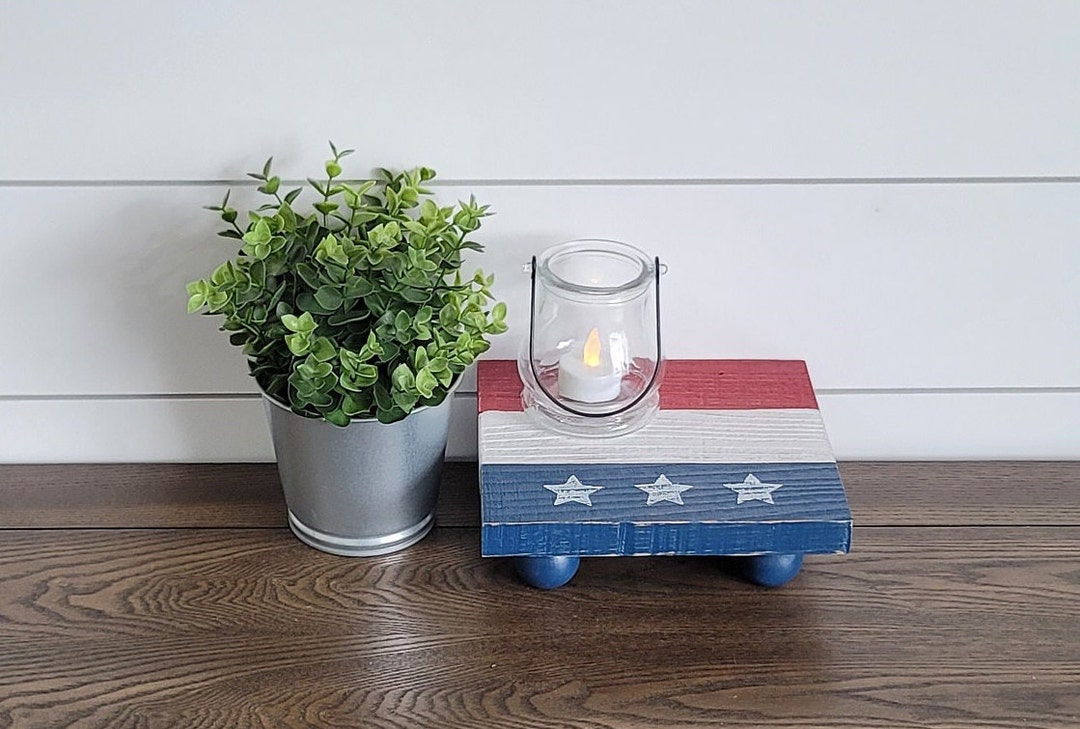 Rustic American Flag Riser, Wood Riser, 4th of July Decor, Pedestal ...