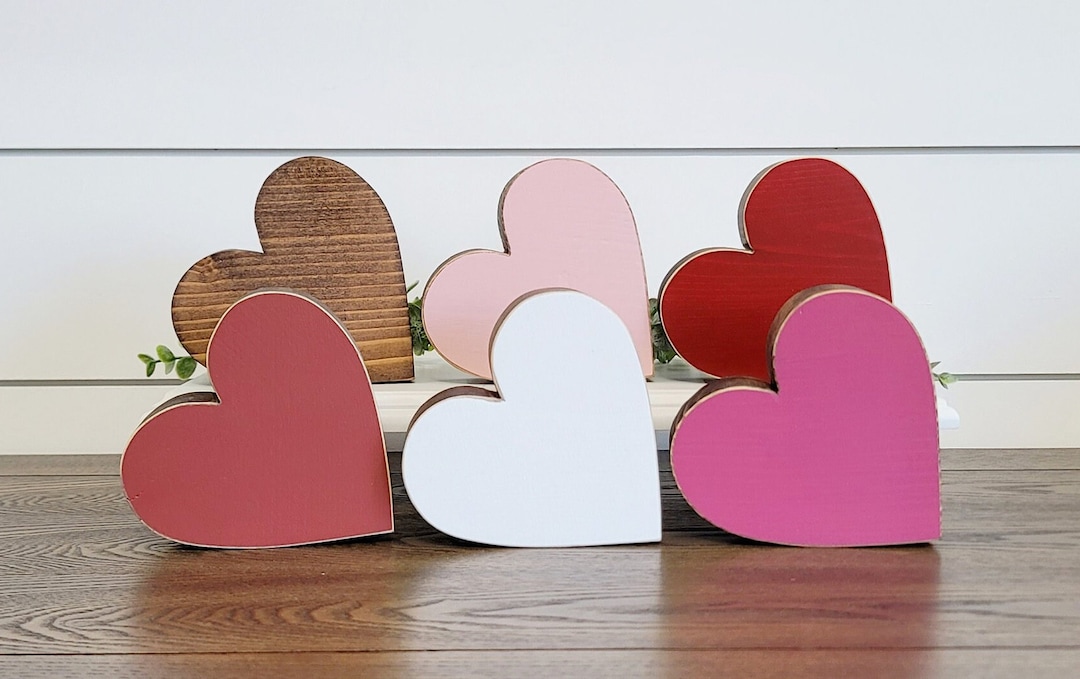 Chunky Wood Heart, Small Wood Heart, Tiered Tray Wood Heart, Valentines ...