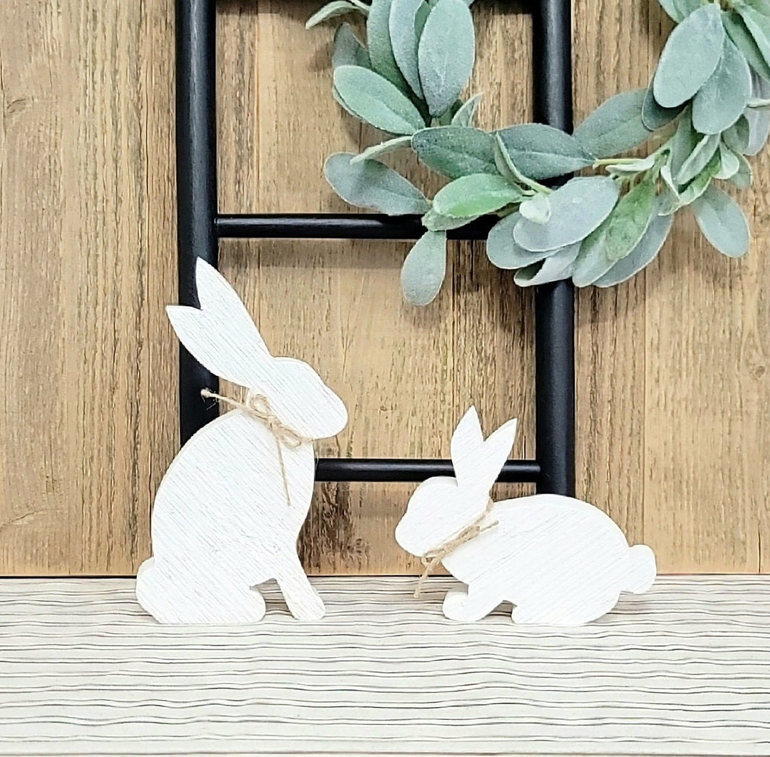 Wood Bunny, Rustic Easter Bunny, Tiered Tray Bunny, Chunky Wood Bunny ...