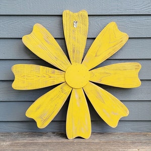 Rustic Wood Flower, Outdoor Wood Flower, Mustard Wood Flower, Fall Wood ...