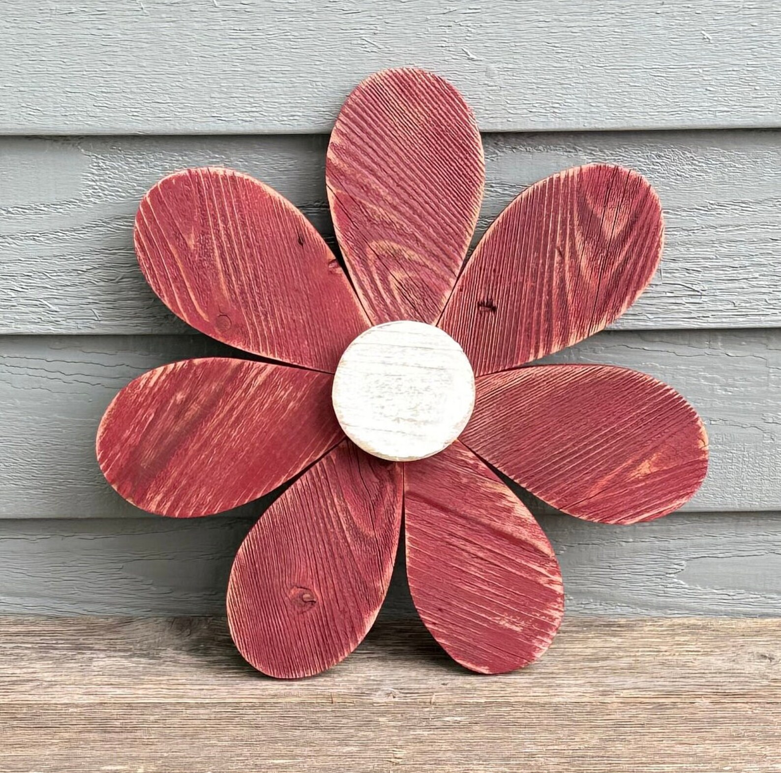 Rustic Wood Flower, Repurposed Wood Flower, Garden Flower, Wall Flower ...