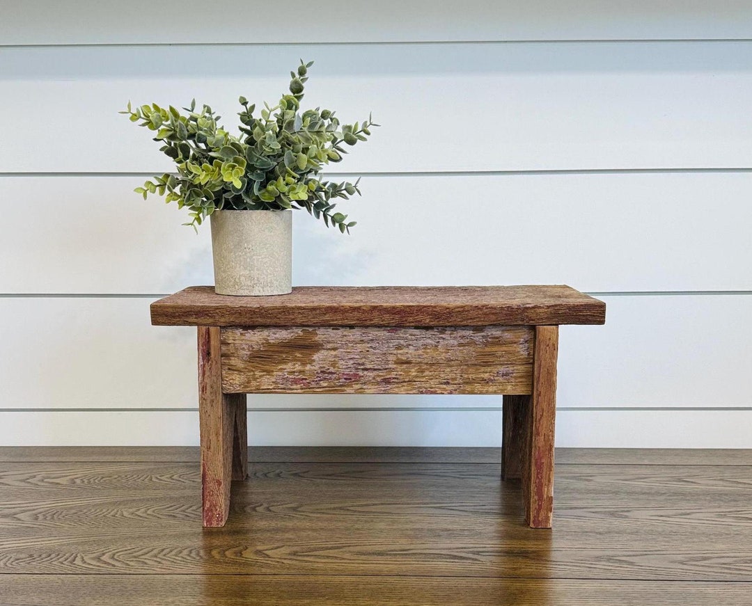 Rustic Wood Bench, Small Wood Bench, Barn Wood Bench, Barn Wood Riser ...