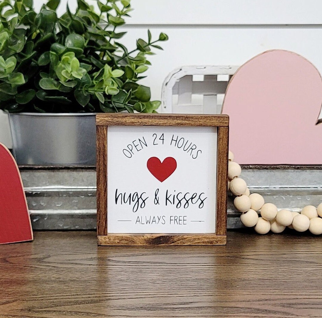 Hugs and Kisses Mini Wood Sign, Hugs and Kisses Tiered Tray Sign ...