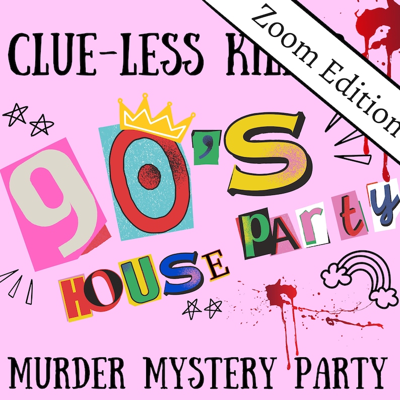 90s Murder Mystery Party Game | Clue-less Killer, 5-10 Players (digital ...