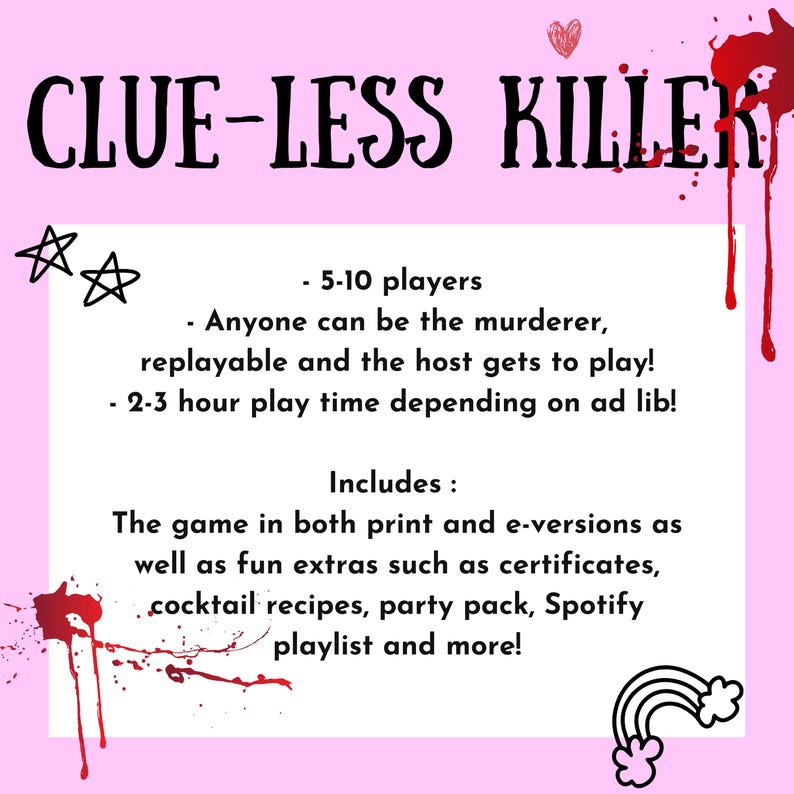 90s Murder Mystery Party Game | Clue-less Killer, 5-10 Players (digital ...